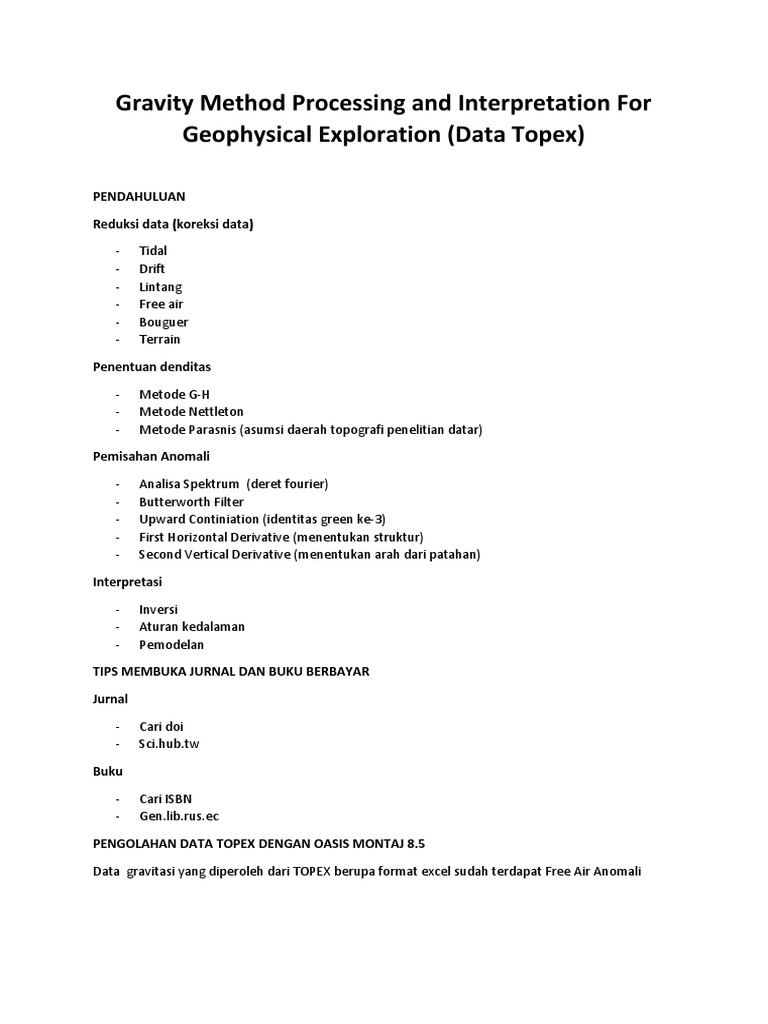 Gravity Method Processing and Interpretation For Geophysical ...