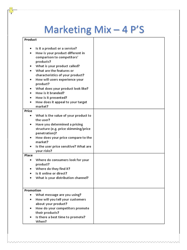 Marketing Mix: Product, Price, Place, Promotion | PDF