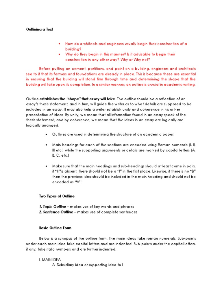 Outlining A Text | PDF | Bioenergetics | Essays