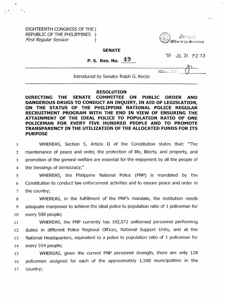 PSR-0049: Status of PNP Recruitment Program | PDF | Police Officer ...