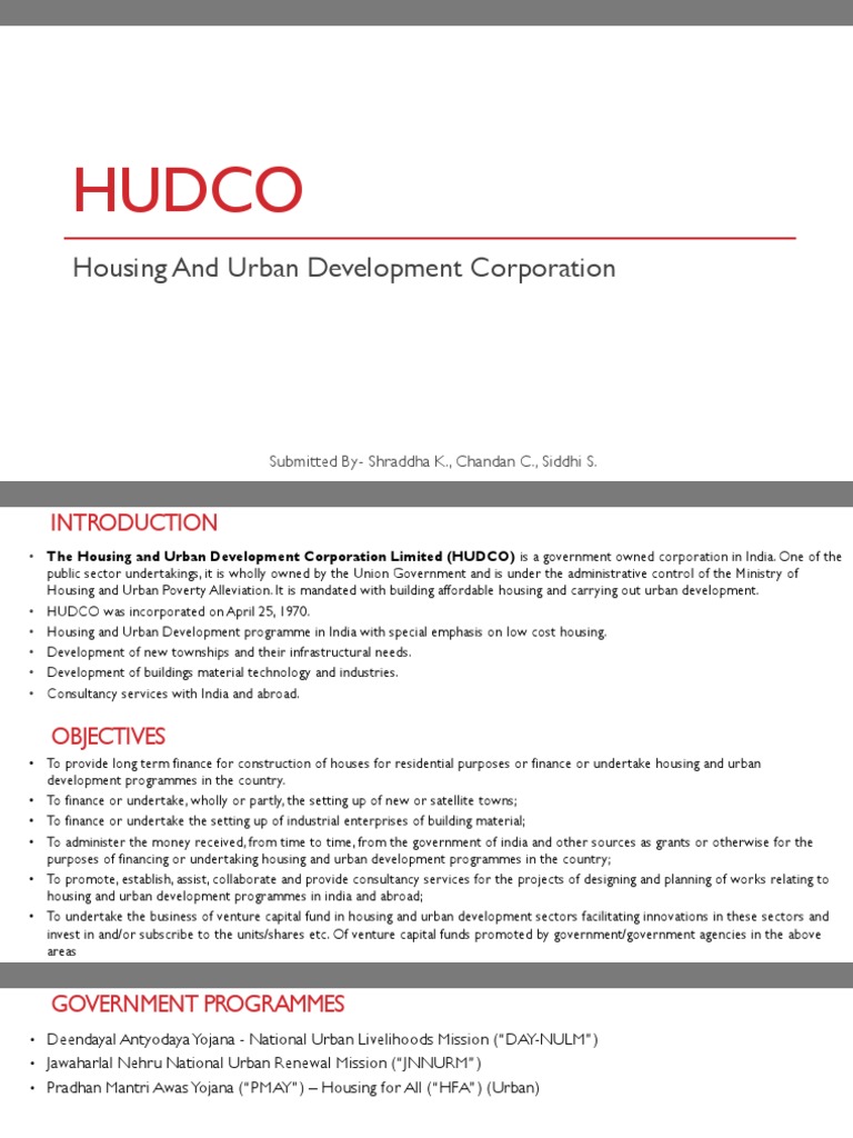 Hudco: Housing and Urban Development Corporation | PDF