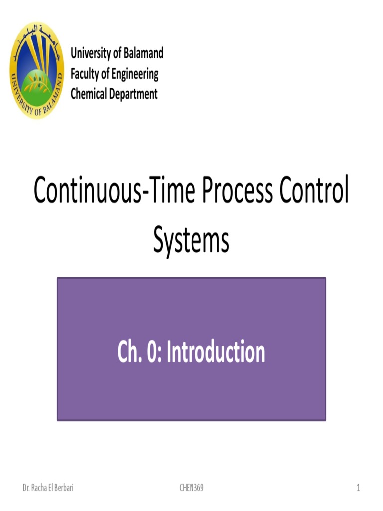 Continuous Time Process Control Systems: Ch. 0: Introduction | PDF ...