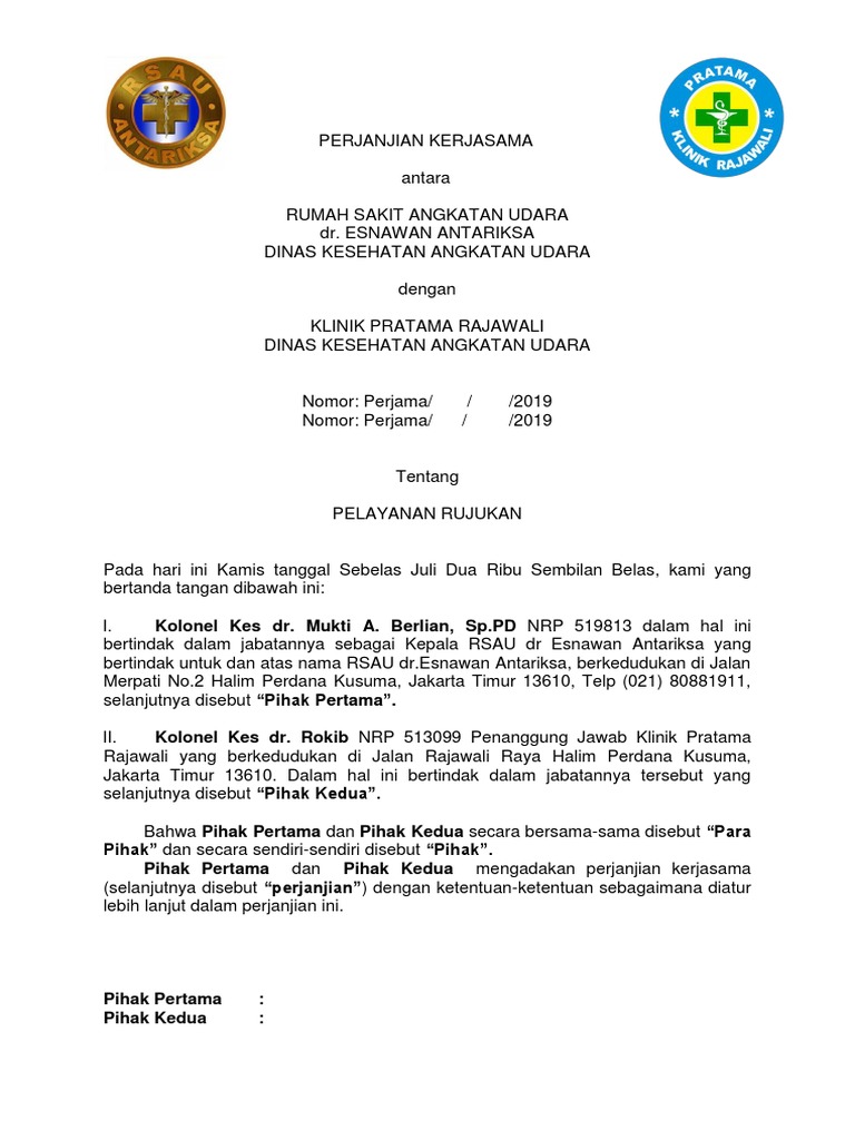 Kerjasama Rujukan RSAU & Klinik Rajawali | PDF