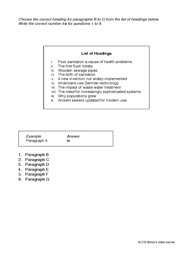 Parargraph Headings Worksheet PDF | PDF | Sanitary Sewer | Combined Sewer