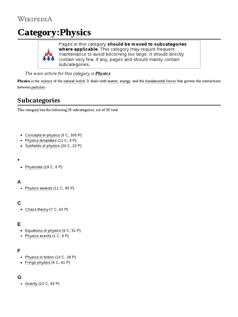 Category:Physics: Subcategories | PDF | Theoretical Physics | Physics