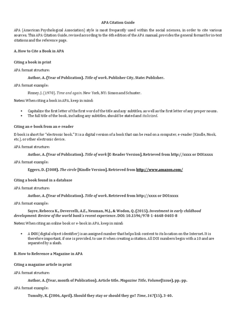 APA Citation Guide | PDF | Digital Object Identifier | Apa Style