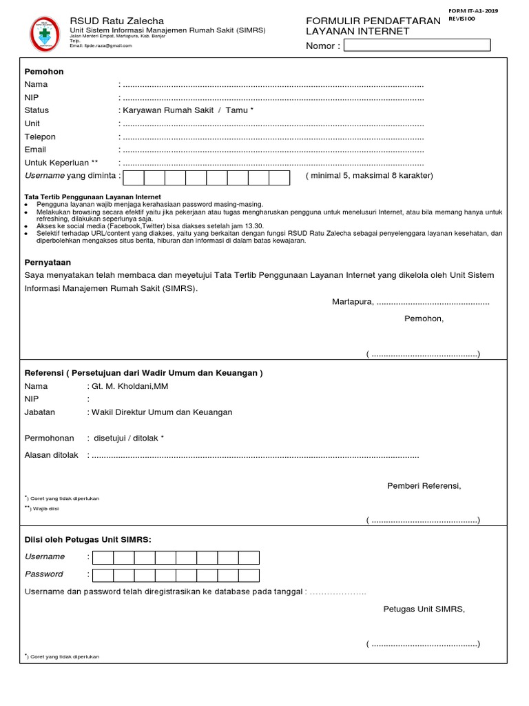 Formulir Pendaftaran Internet | PDF