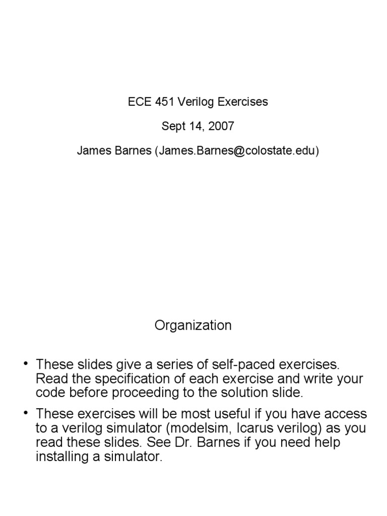 Verilog Exercises Pdf Digital Technology Computer Engineering