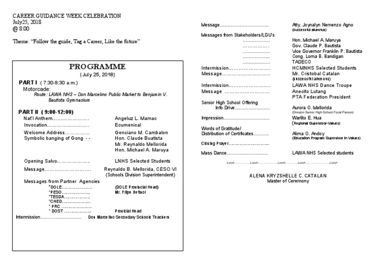 Career Guidance Week Celebration Prog | PDF