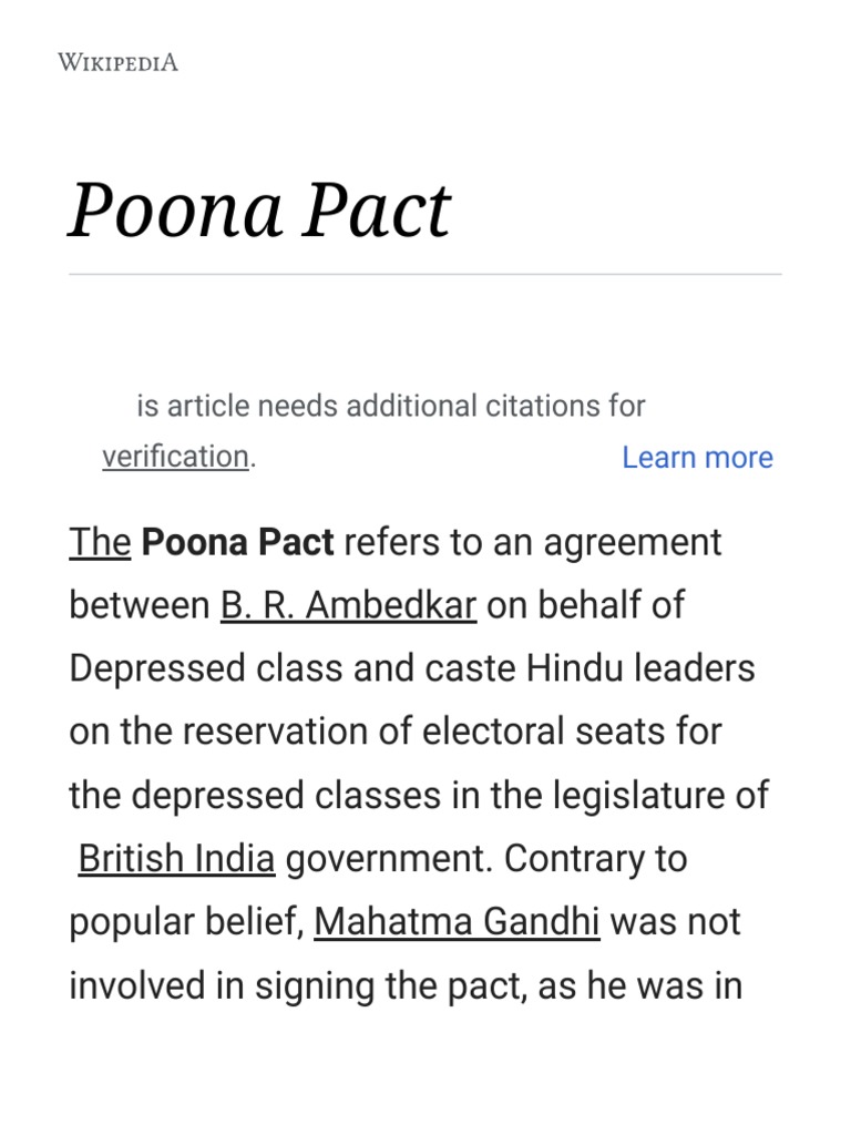 Poona Pact - Wikipedia | PDF | Government Of India | Elections