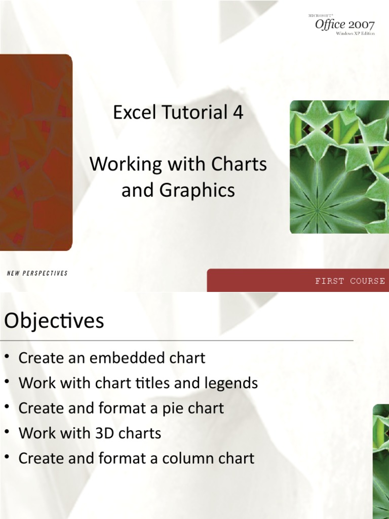 Excel Tutorial 4 Working With Charts and Graphics: First Course | PDF ...