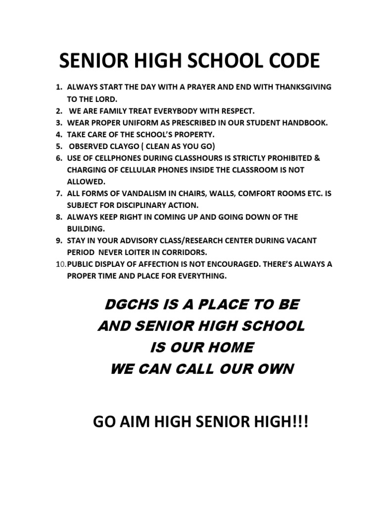 Senior High School Code | PDF