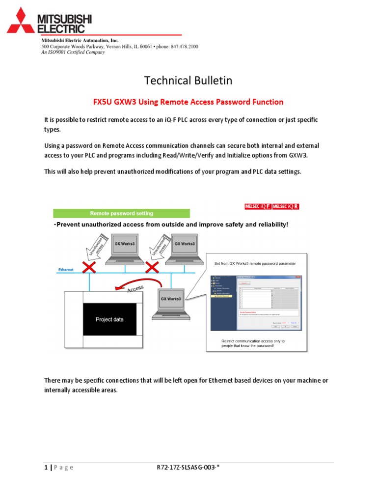TB - FX5U GXW3 Using Remote Access Password Function | PDF | Password | Programmable Logic ...