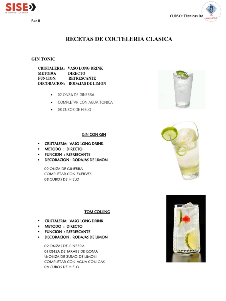 Recetas de Cocteleria Clasica #1 | PDF | Martini (Cóctel) | Ginebra