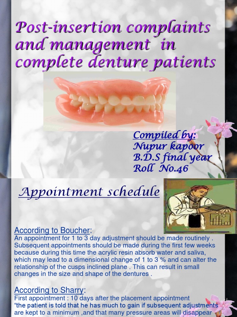 Post Insertion Complaints And Management In Complete Dentures PDF
