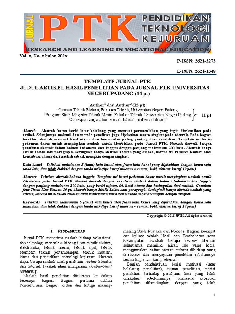 Template - Jurnal PTK FTUNP 2018 | PDF