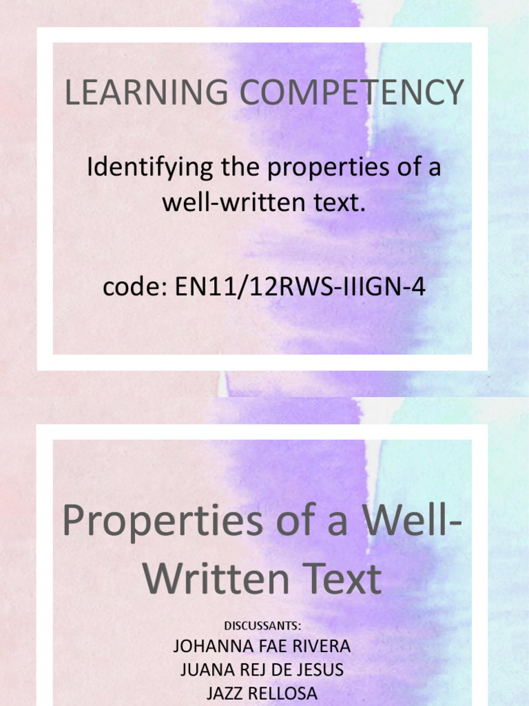 Properties of A Well-Written Text | PDF | Paragraph | Punctuation