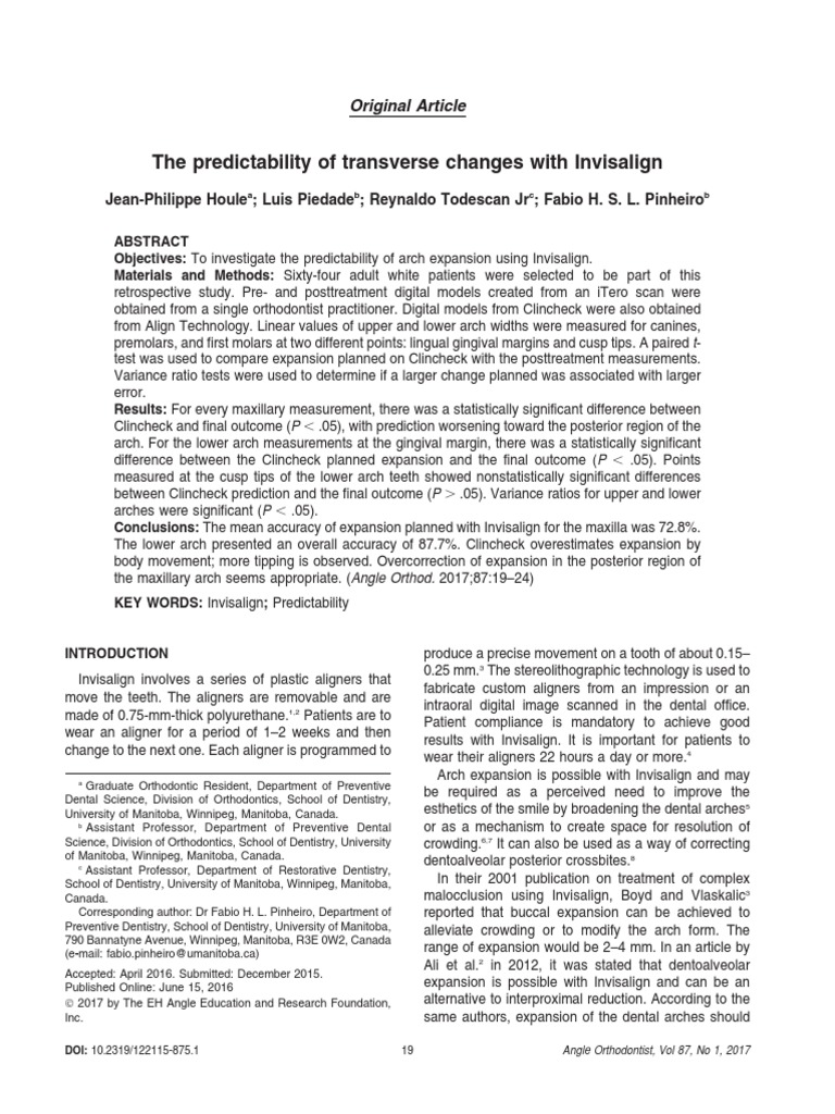The Predictability of Transverse Changes With Invisalign | PDF ...