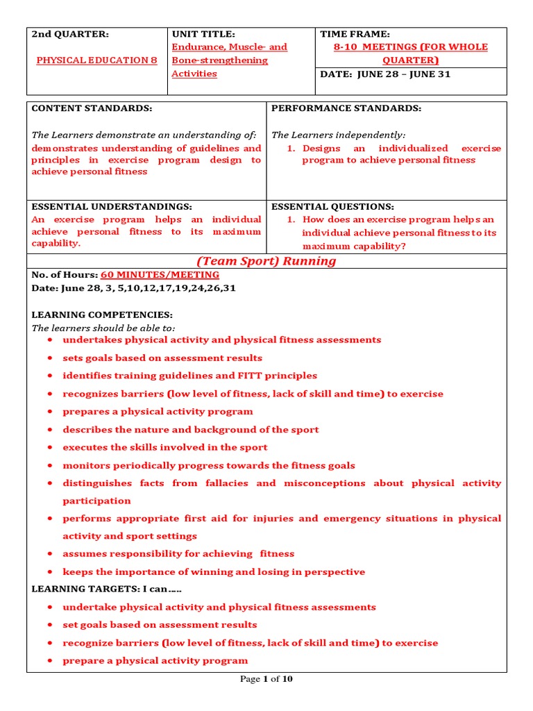 Mapeh Sample LP | PDF | Physical Fitness | Learning