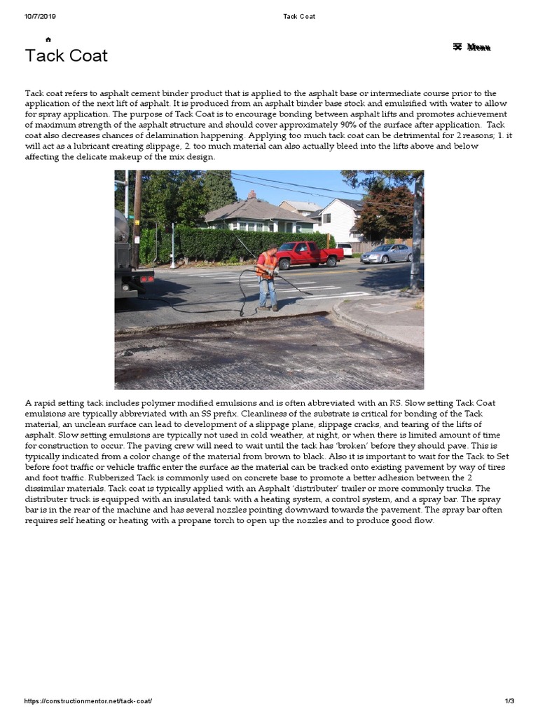 Tack Coat PDF | PDF | Asphalt | Road Surface