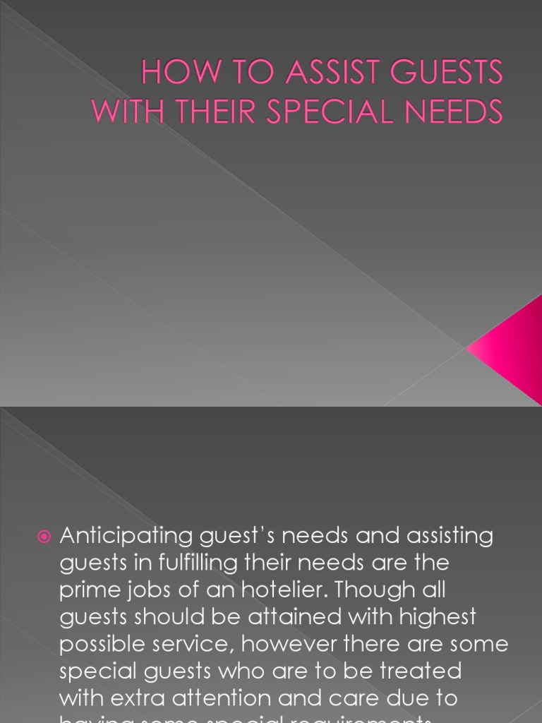 How To Assist Guests With Their Special Needs | PDF | Menu | Disability