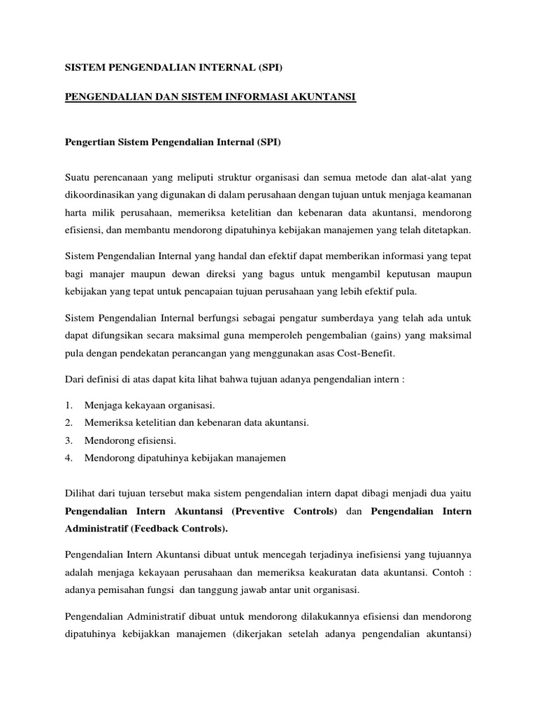 Sistem Pengendalian Internal | PDF