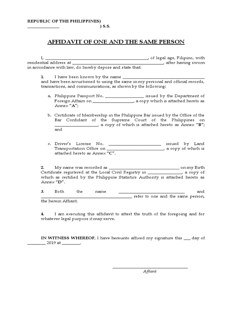 Affidavit Establishing Identity and Name Change | PDF