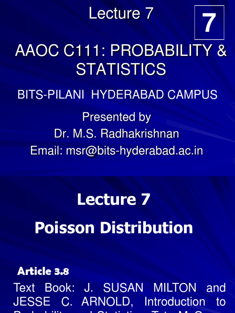 Lect 7 Poisson | PDF | Poisson Distribution | Teaching Mathematics