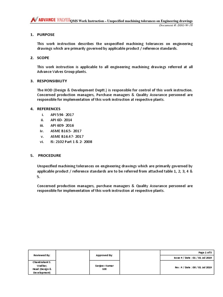 DSG-W-18 - Issue-01 - Rev. 00 - 01-Jul-2019 - Unspecified Machining ...