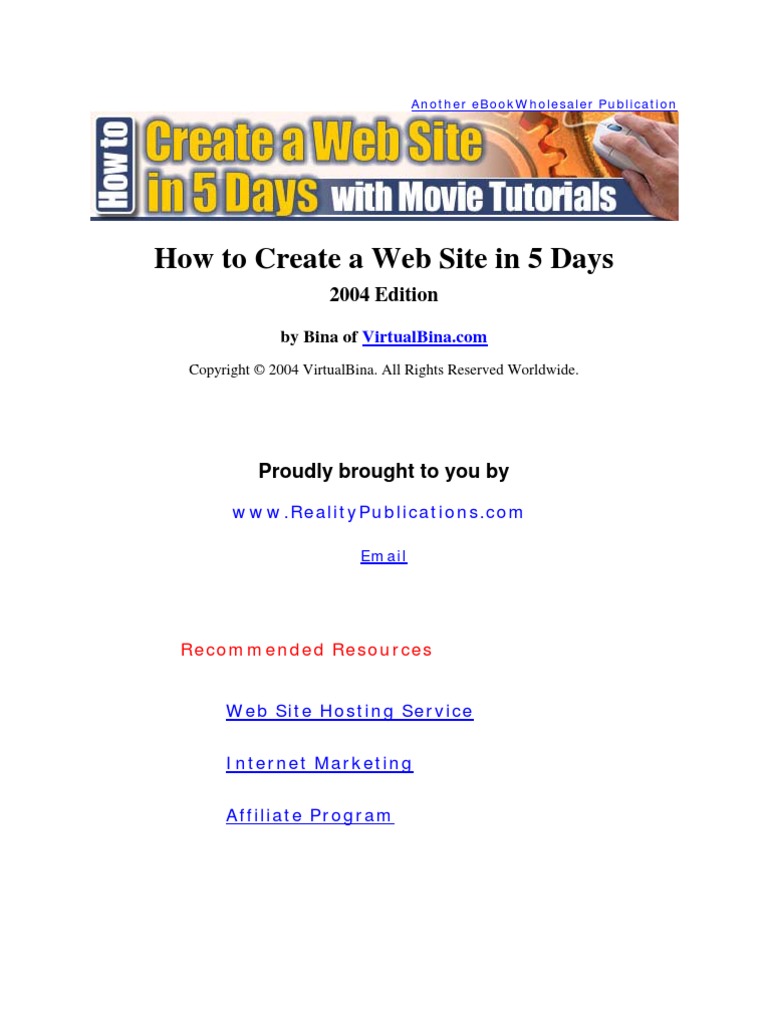 How To Create A Web Site in 5 Days: 2004 Edition | PDF | World Wide Web ...