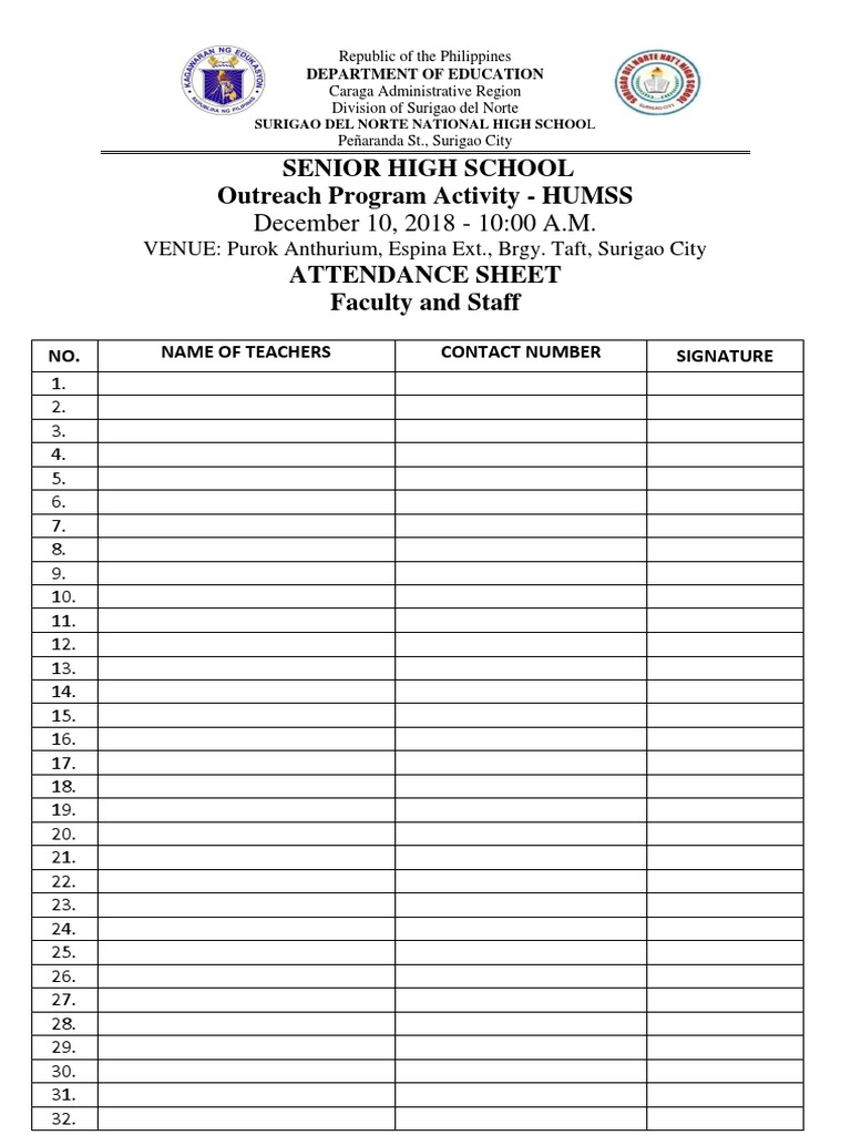 Senior High School Outreach Program Activity - HUMSS: December 10, 2018 ...