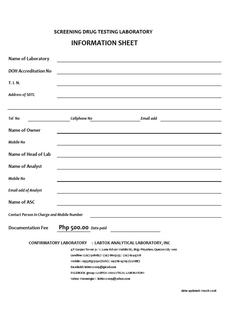 Information Sheet: Screening Drug Testing Laboratory | PDF