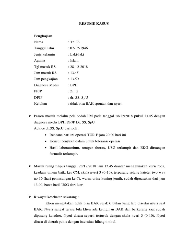 Resume Kasus BPH | PDF