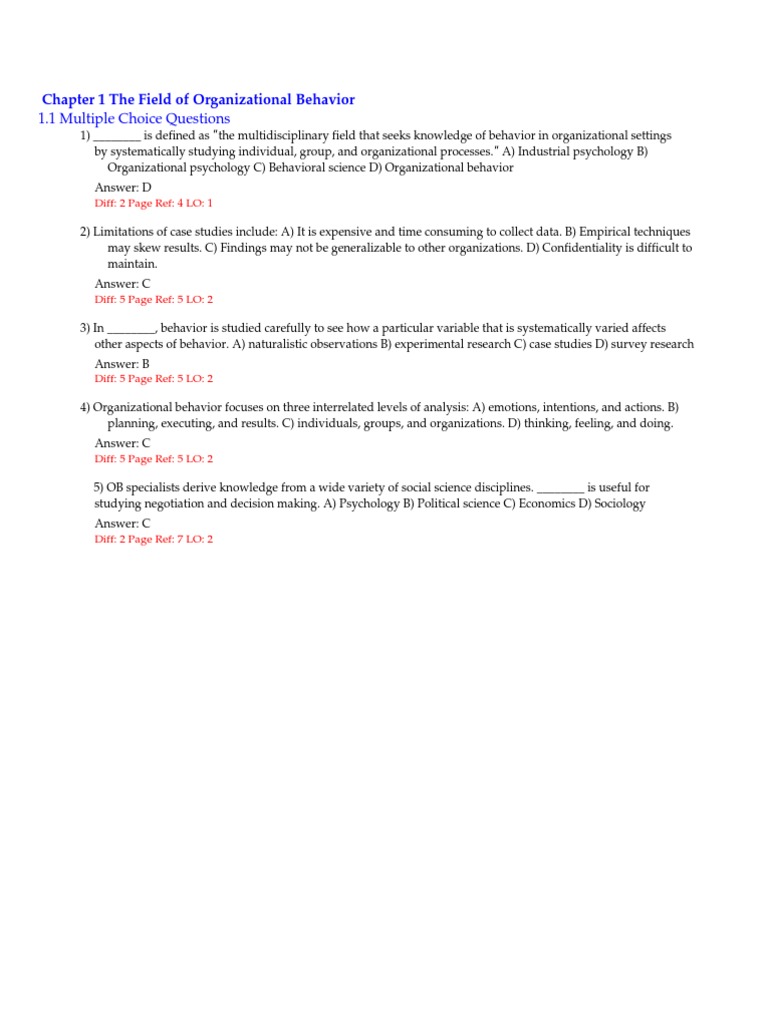 Chapter 1 The Field of Organizational Be | PDF | Organizational ...