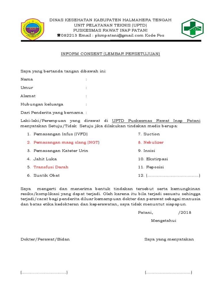 Form Inform Consent Tindakan | PDF