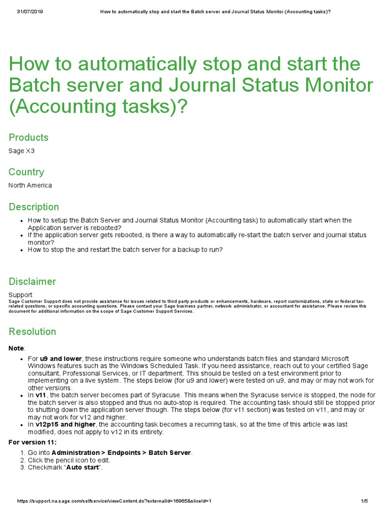 How To Automatically Stop and Start The Batch Server and Journal Status ...