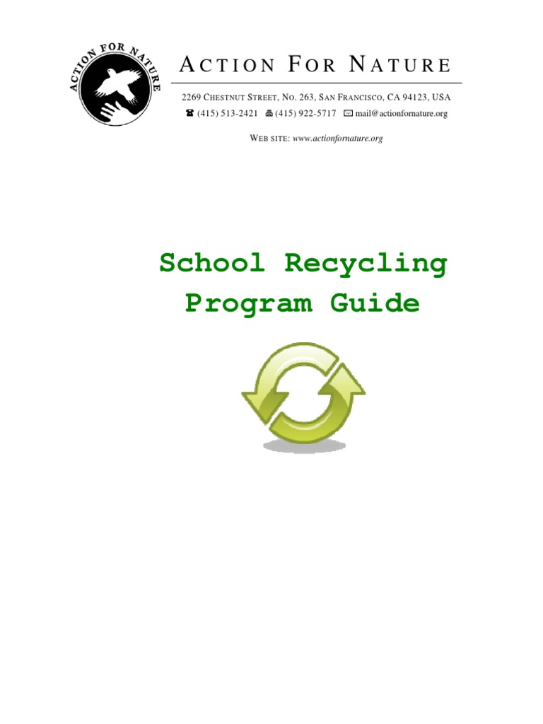 School Recycling Program Guide: Ction OR Ature | PDF | Recycling | Waste