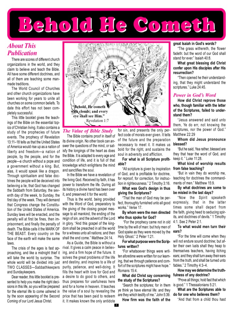 Behold He Cometh | PDF | John The Baptist | Christianity