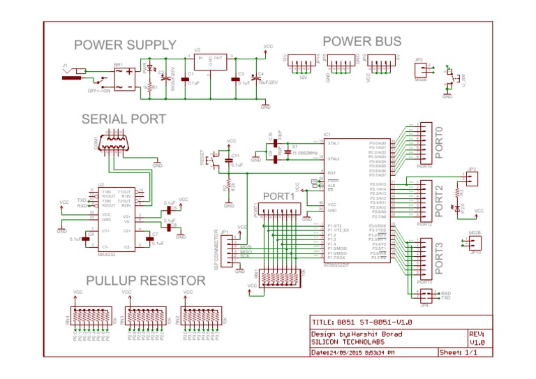 8051 Development Board Circuit Diagram | PDF