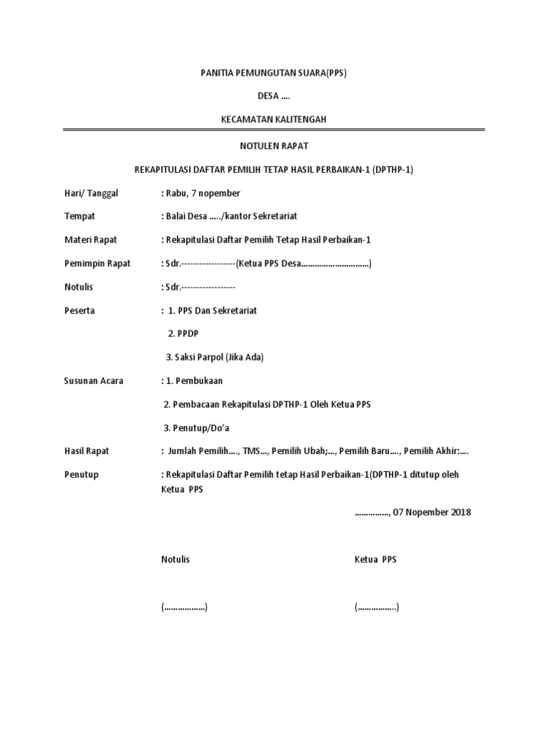 Notulen Rapat Pleno | PDF