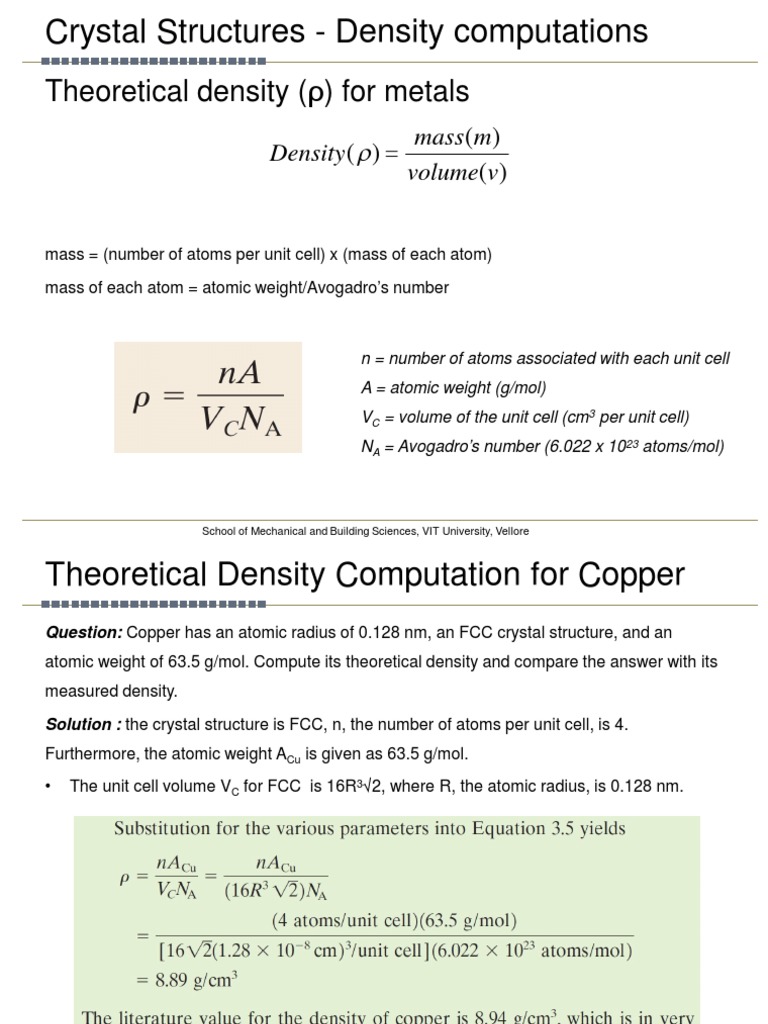 Atomic Packing Factor and Theor Density PDF | PDF | Crystal Structure ...