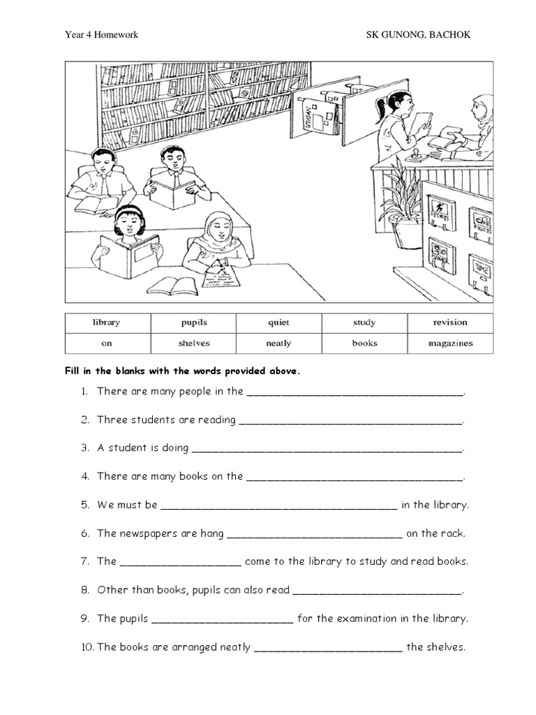 Year 4 Homework SK Gunong, Bachok: Fill in The Blanks With The Words ...