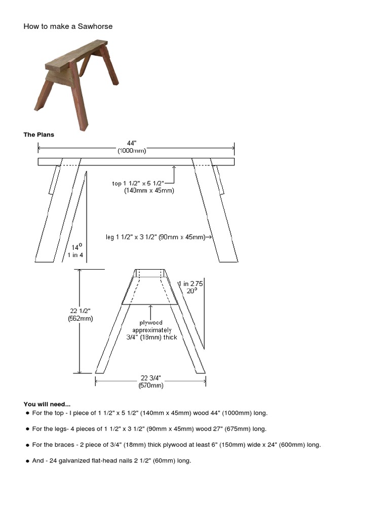 How To Make A Sawhorse: The Plans | PDF | Angle | Woodworking