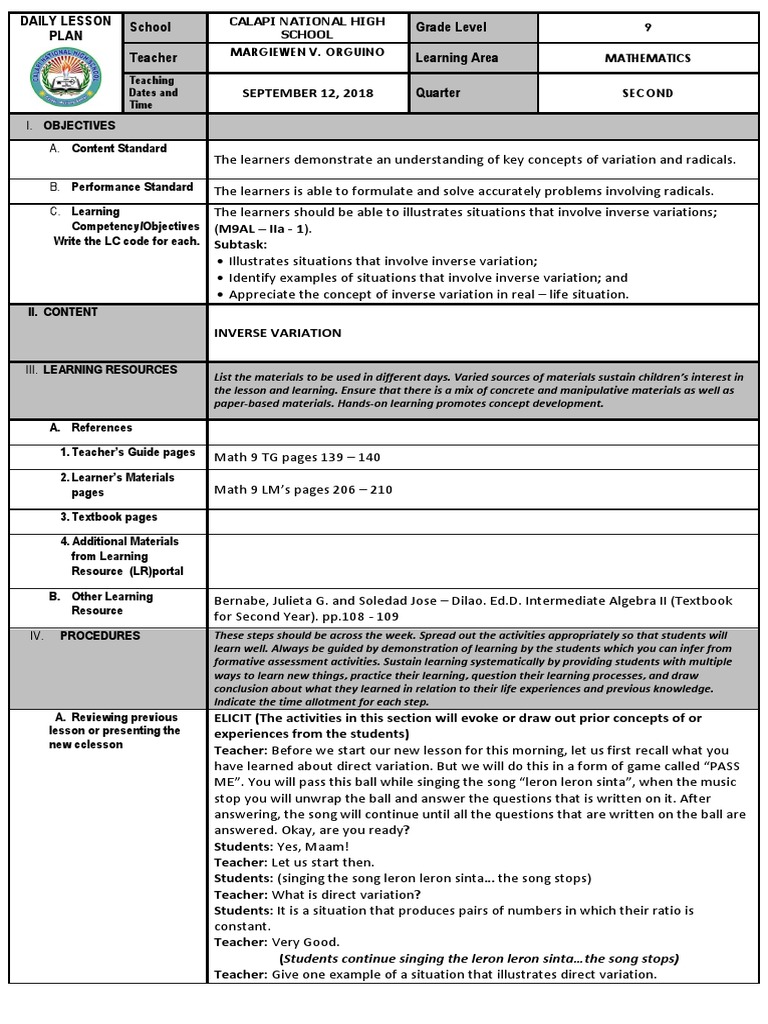 DLP-math9 (2nd Quarter) | PDF | Speed | Learning