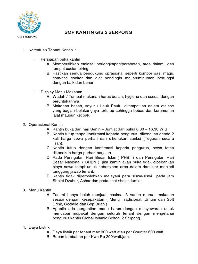 Sop Kantin | PDF