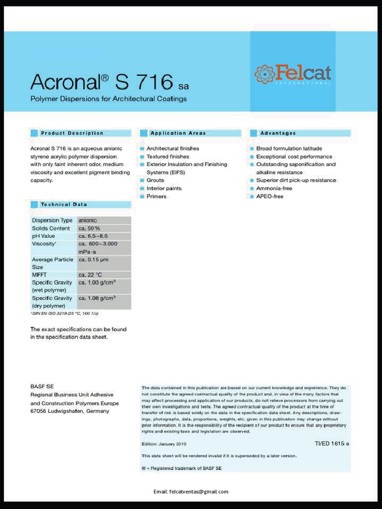 Acronal S 716 | PDF