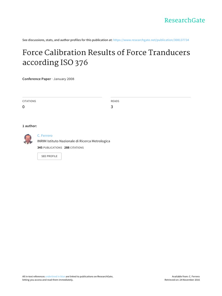 Force Calibration Results of Force Tranducers According ISO 376 | PDF | Calibration | Uncertainty