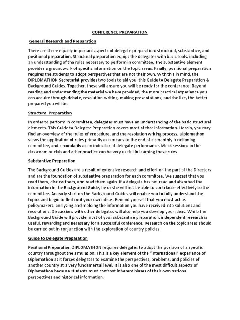 Conference Preparation Guide | PDF | Committee | Government