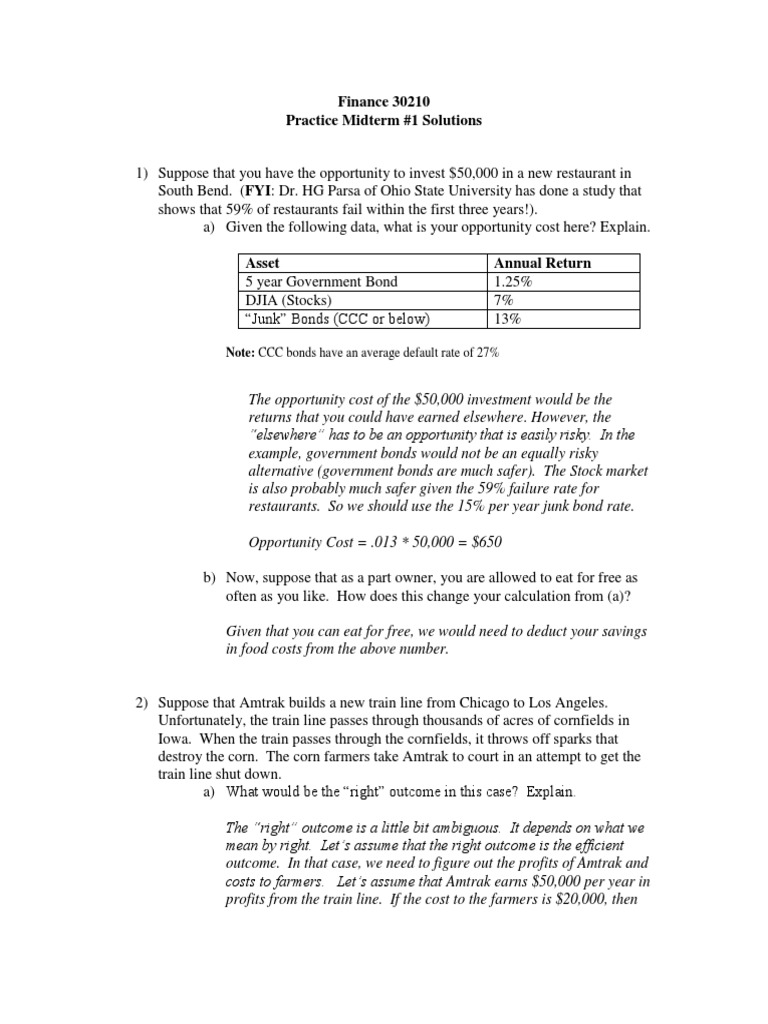 Practice Midterm 1 Solutions | PDF | Errors And Residuals | Supply And ...