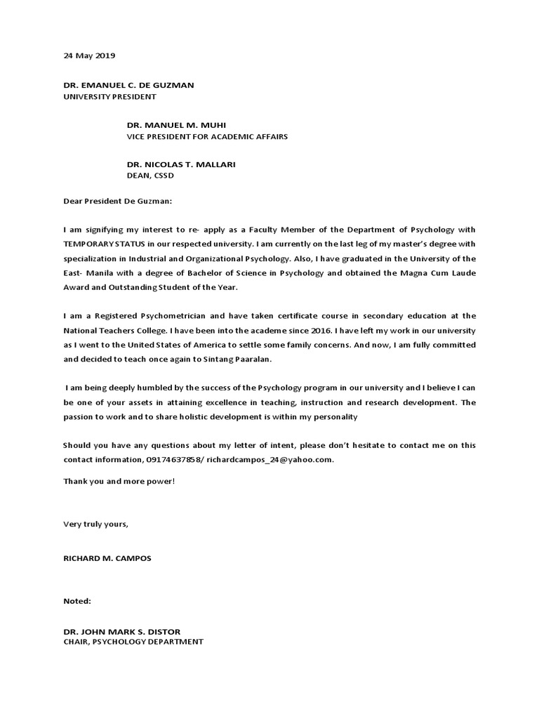 Letter of Intent | PDF